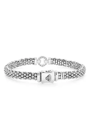 Lagos Diamond Circle Caviar Bracelet - Silver