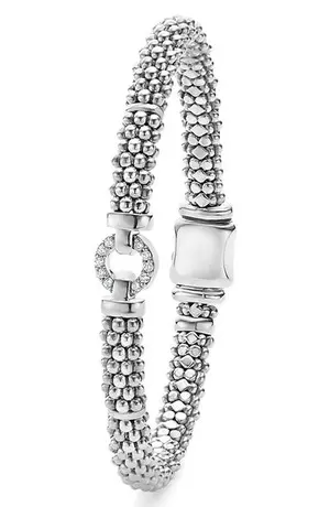 Lagos Diamond Circle Caviar Bracelet - Silver
