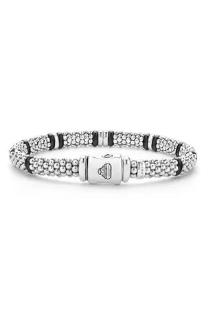 Lagos Caviar Rope Bracelet With Ceramic And Diamonds - Black