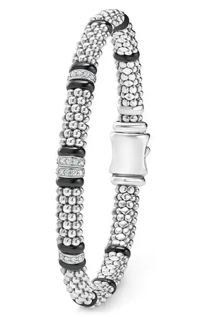 Lagos Caviar Rope Bracelet With Ceramic And Diamonds