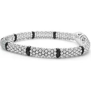 Lagos Caviar Ceramic & Diamond Station Bracelet - Black