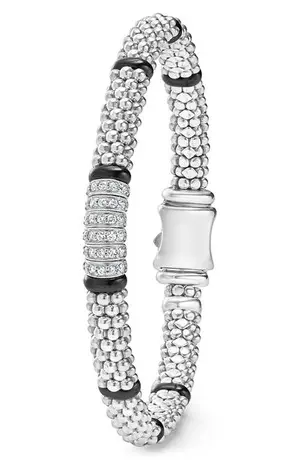 Lagos Caviar Ceramic & Diamond Station Bracelet