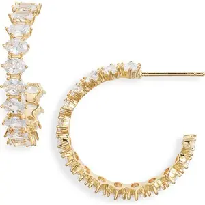 Kendra Scott Cailin Cubic Zirconia Hoop Earrings - Gold Metal White