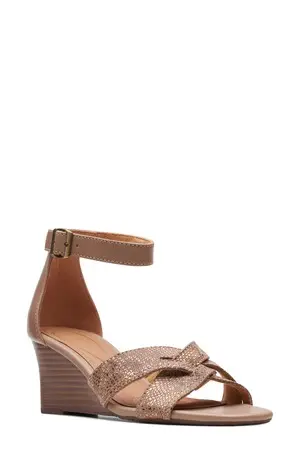 Clarks Cielo Charm Leather Wedge Sandal