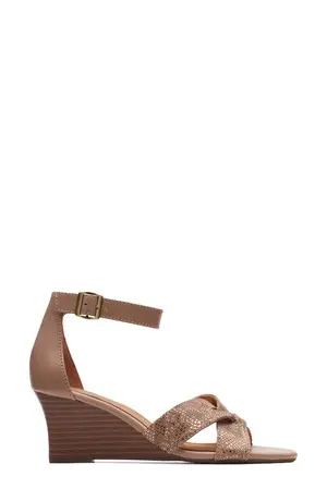Clarks Cielo Charm Leather Wedge Sandal
