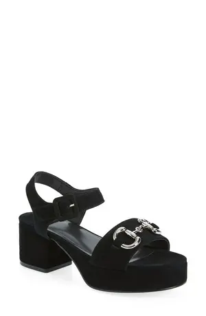 Jeffrey Campbell Timeless Platform Sandal Black Suede Silver