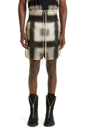 Rick Owens Plaid Cupro Boxing Shorts