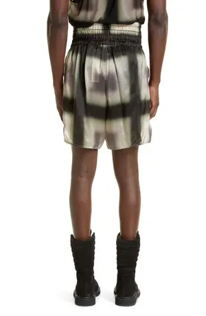 Rick Owens Plaid Cupro Boxing Shorts