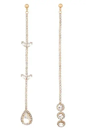 Ettika Crystal Mismatched Drop Earrings