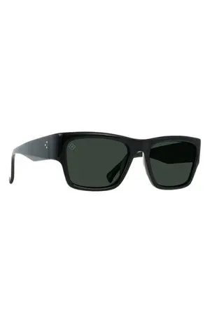 Raen Rufio Rectangular Sunglasses - Recycled Black/green Polar