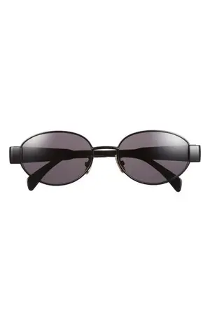 Celine Triomphe 54mm Oval Sunglasses - Shiny Black/smoke