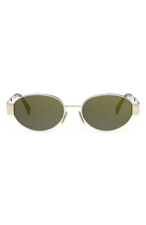 Celine Triomphe 54mm Oval Sunglasses - Shiny Endura Gold / Green