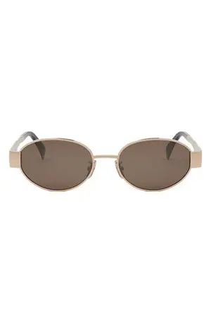 Celine Triomphe 54mm Oval Sunglasses - Shiny Rose Gold / Brown