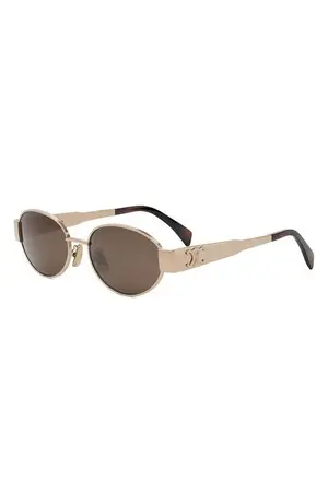 Celine Triomphe 54mm Oval Sunglasses - Shiny Rose Gold / Brown
