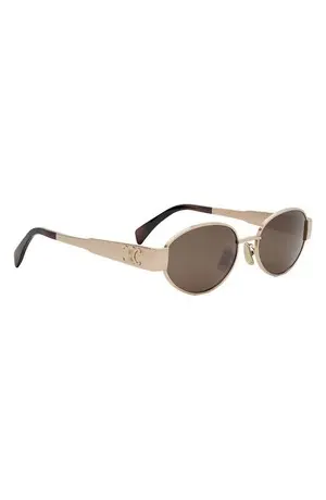 Celine Triomphe 54mm Oval Sunglasses - Shiny Rose Gold / Brown
