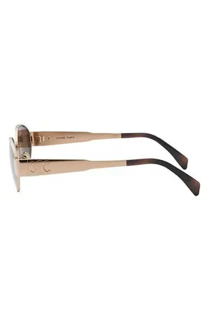 Celine Triomphe 54mm Oval Sunglasses - Shiny Rose Gold / Brown