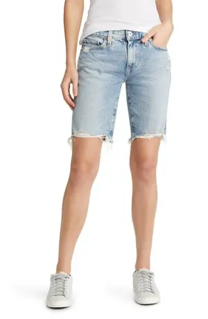 Ag Nikki Ripped Denim Bermuda Shorts