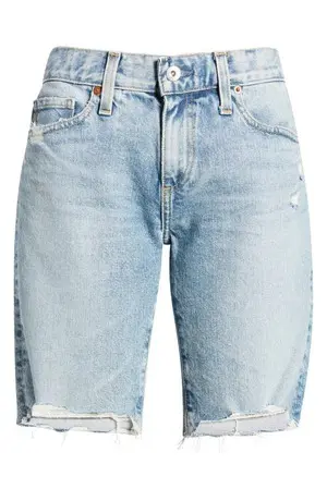Ag Nikki Ripped Denim Bermuda Shorts
