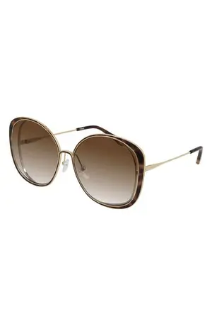 Chloé 63mm Gradient Oversize Round Sunglasses - Gold/brown Gradient