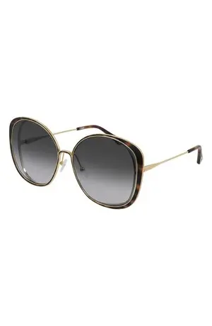 Chloé 63mm Gradient Oversize Round Sunglasses Gold/grey Gradient