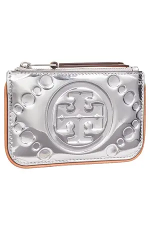 Tory Burch T Monogram Embossed Metallic Card Case With Key Fob