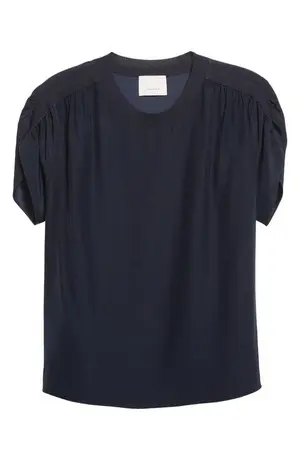 Cinq À Sept Lorainne Ruched Dolman Sleeve Silk Top - Navy