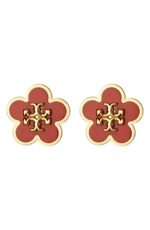 Tory Burch Forget Me Not Enamel Stud Earrings Brass / Matchsti