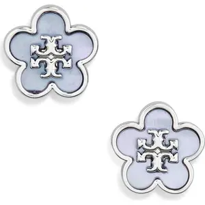 Tory Burch Forget Me Not Enamel Stud Earrings Silver/purple