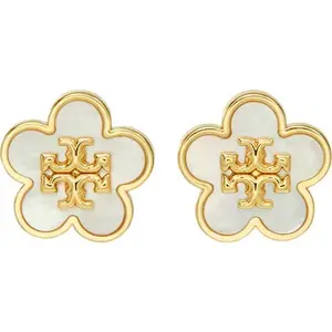 Tory Burch Forget Me Not Enamel Stud Earrings Tory Gold / Mother Of Pearl