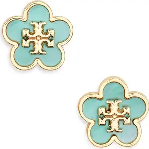 Tory Burch Forget Me Not Enamel Stud Earrings Tory Gold/blue