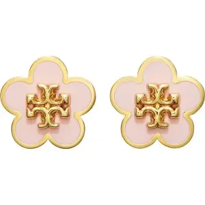 Tory Burch Forget Me Not Enamel Stud Earrings Tory Gold/orchid Pink