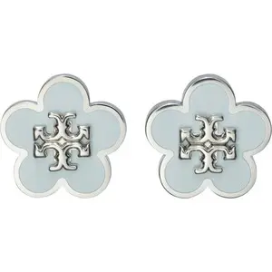 Tory Burch Forget Me Not Enamel Stud Earrings Tory Silver/light Blue