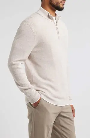 JACK VICTOR Daulac Quarter Zip Pullover - Sand