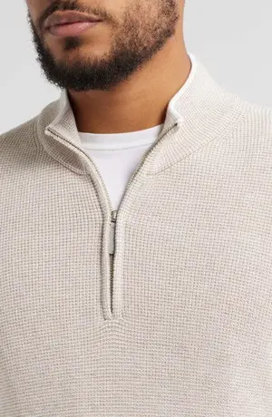 JACK VICTOR Daulac Quarter Zip Pullover - Sand
