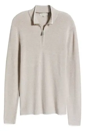 JACK VICTOR Daulac Quarter Zip Pullover - Sand