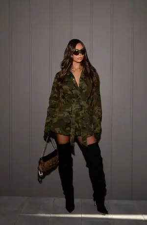 Naked Wardrobe Camo Print Oversize Belted Cargo Jacket