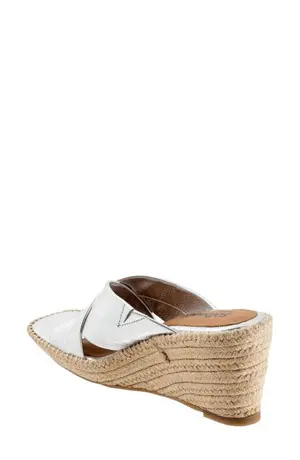 Softwalk Hastings Espadrille Platform Wedge Slide Sandal - Silver Metallic