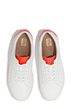 Fitflop Rally Neon Pop Sneaker - Urban White/ Neon Orange