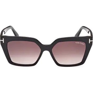 TOM FORD Winona 53mm Cat Eye Sunglasses - Shiny Black/gradient Rose