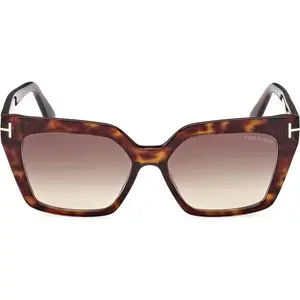 TOM FORD Winona 53mm Cat Eye Sunglasses - Shiny Havana / Gradient Brown