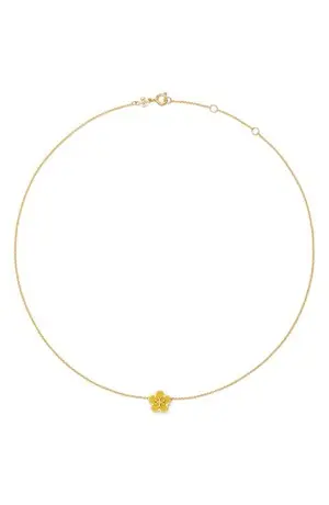 Tory Burch Forget Me Not Enamel Pendant Necklace Tory Gold / Freesia Yellow