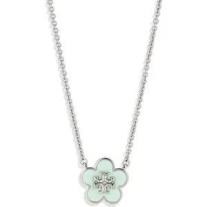 Tory Burch Forget Me Not Enamel Pendant Necklace Tory Silver/light Green