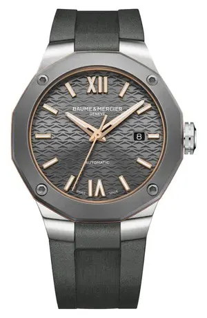 Baume & Mercier Riviera Automatic Rubber Strap Watch - Grey