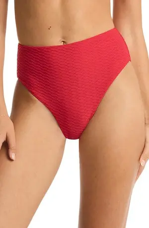 SEA LEVEL Sea Level Retro High Waist Bikini Bottom Red