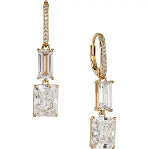 Nadri Nadri Double Drop Zirconia Earrings Gold