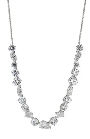 Nadri Cubic Zirconia Frontal Necklace - Rhodium
