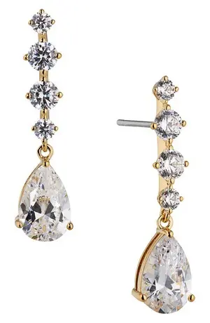 Nadri Nadri Teardrop Cubic Zirconia Drop Earrings Gold
