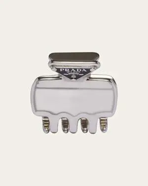 Prada Triangle Logo Hair Clip Acciaio