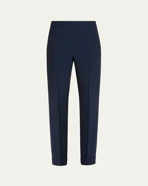 Akris Chris Pleated Straight-leg Pants - Navy