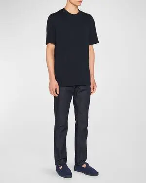 Giorgio Armani Men's Tonal Textured Crewneck T-shirt - Solid Dark Blue